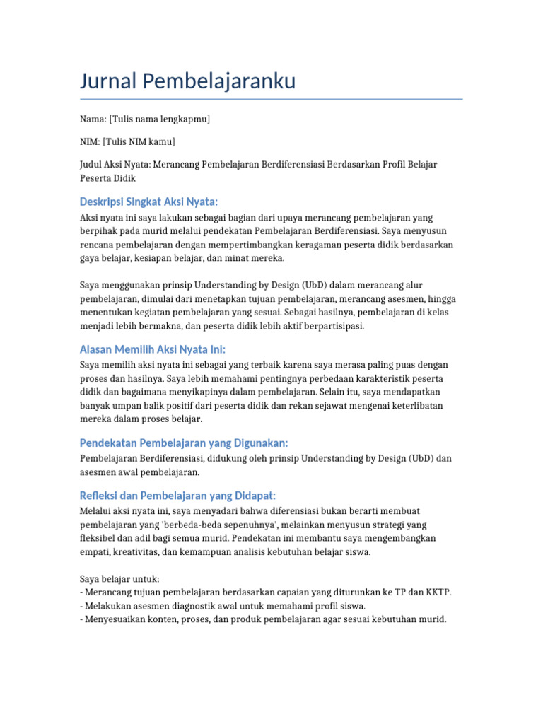 Jurnal Pembelajaranku | PDF