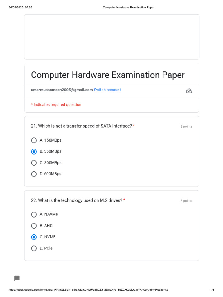 Computer Hardware Examination Paper | PDF | Computer Hardware ...