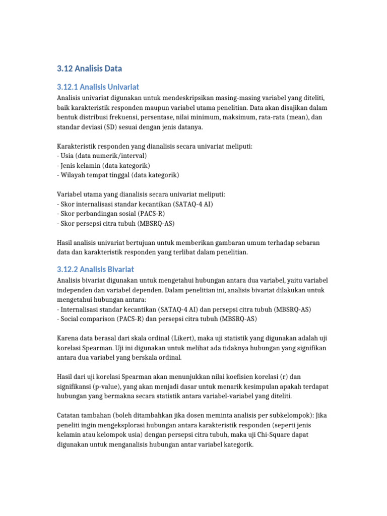 Analisis Univariat dan Bivariat Data | PDF