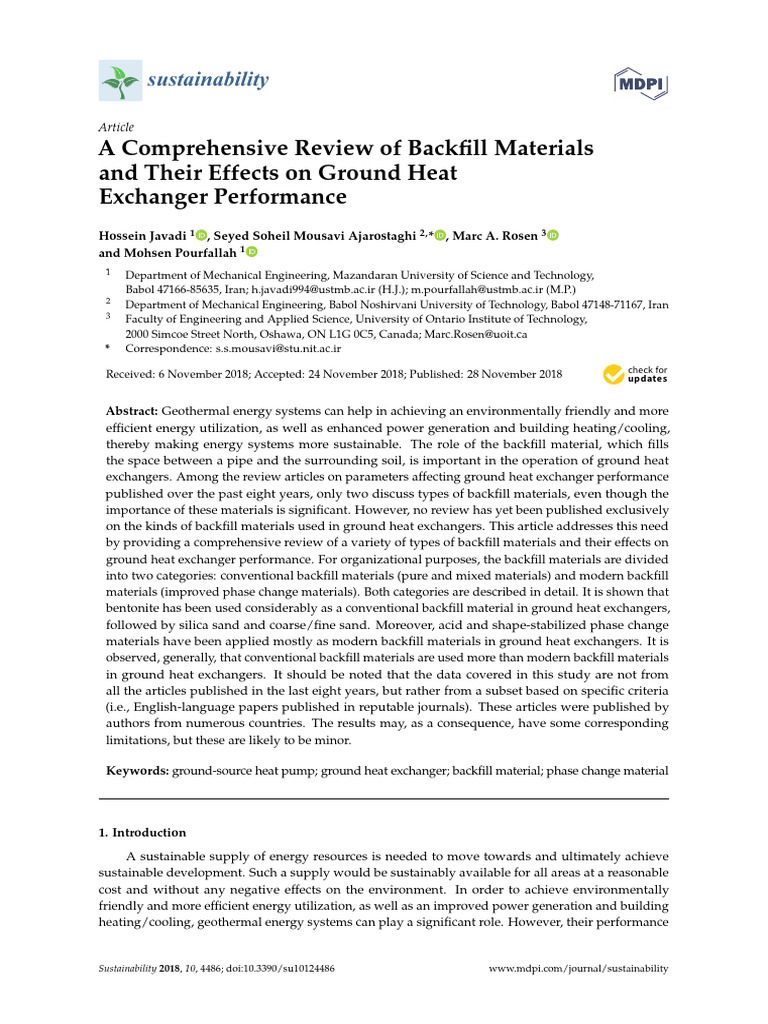 A Comprehensive Review of Backfill Materials and Their Effects On ...