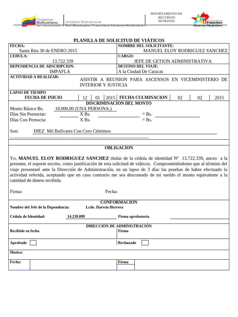 Formato Viaticos | PDF