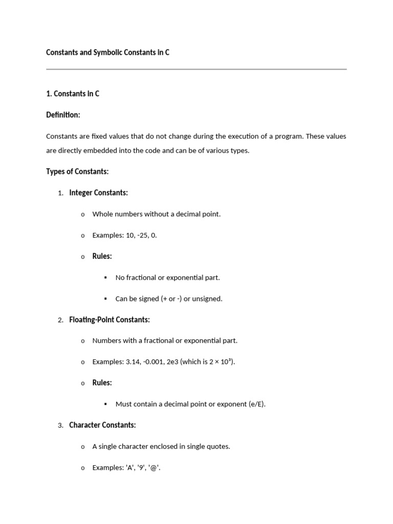 Understanding Symbolic Constants in C | PDF | Computer Engineering ...