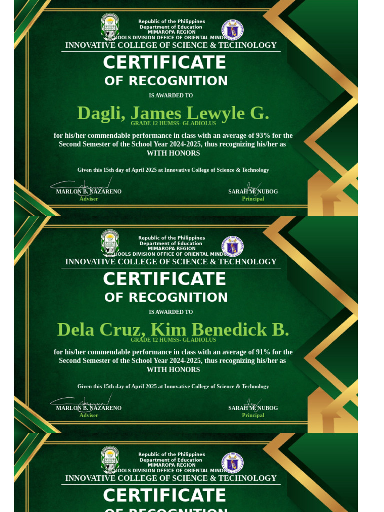 4rt Q, Recognition 24-25 | PDF | Philippines