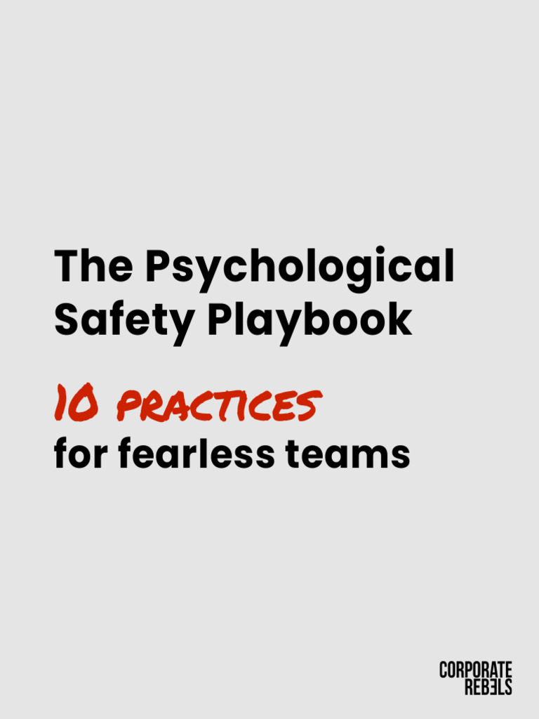 Psychological Safety Playbook | PDF | Brainstorming | Learning