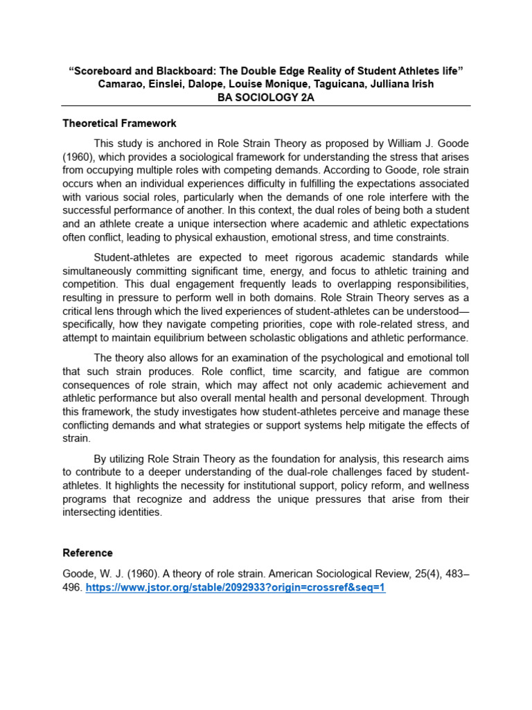 Theoretical Framework (1) | PDF | Sociology | Stress (Biology)