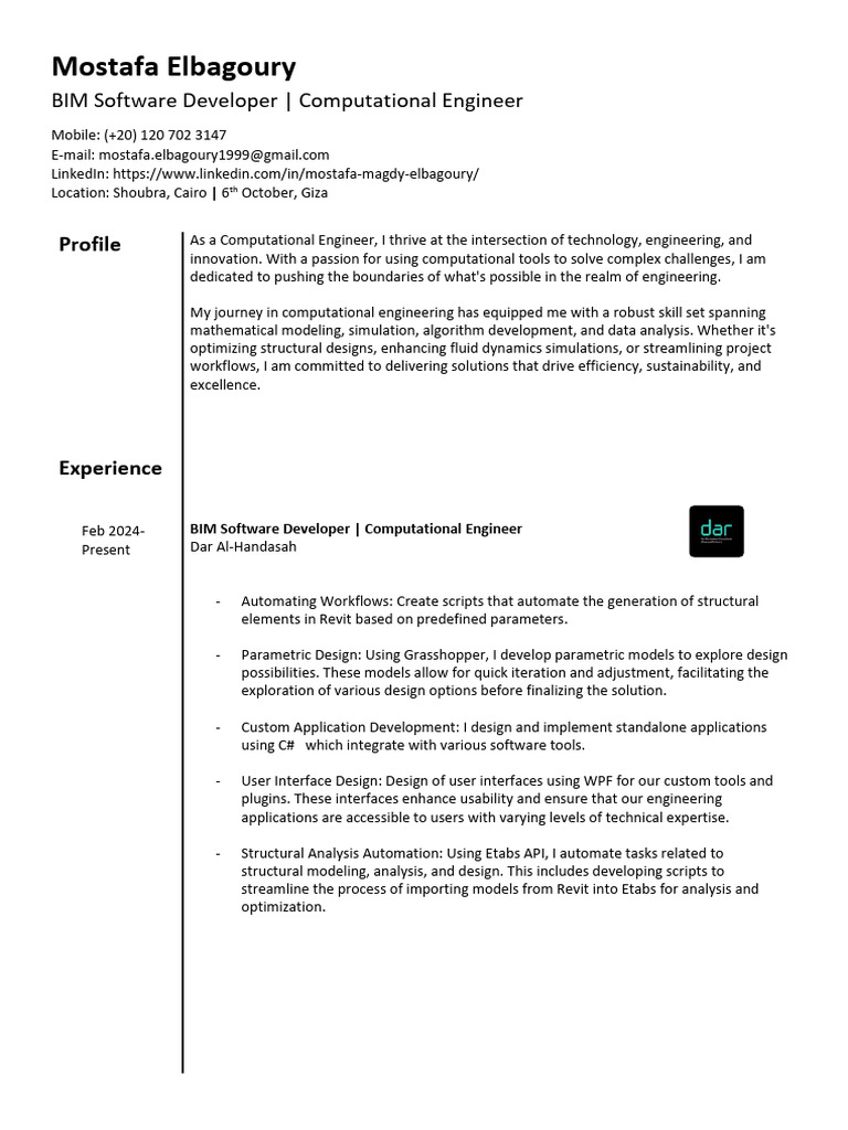 Mostafa Elbagoury CV PDF | PDF | Building Information Modeling | Autodesk Revit
