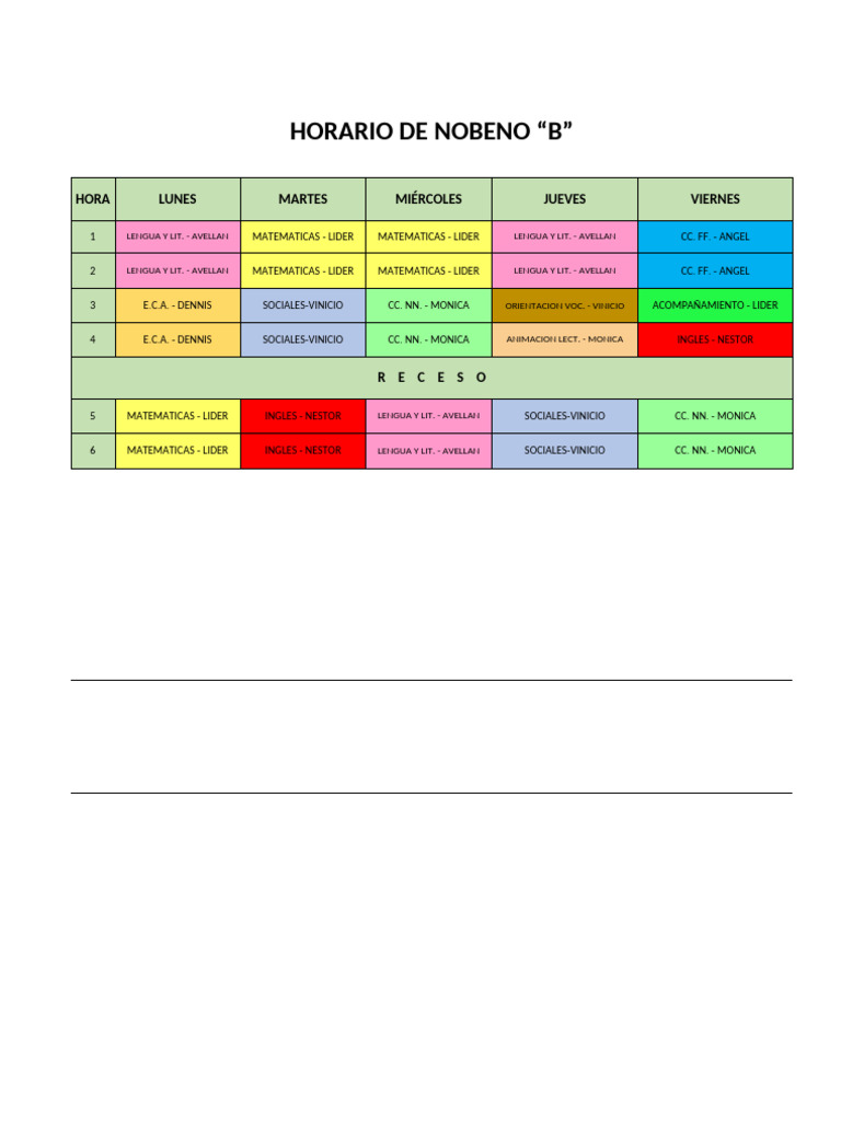 Horario de Nobeno | PDF