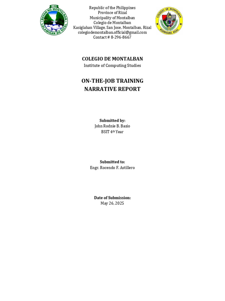 OJT Narrative Report: BSIT Experience | PDF | Integrated Development ...