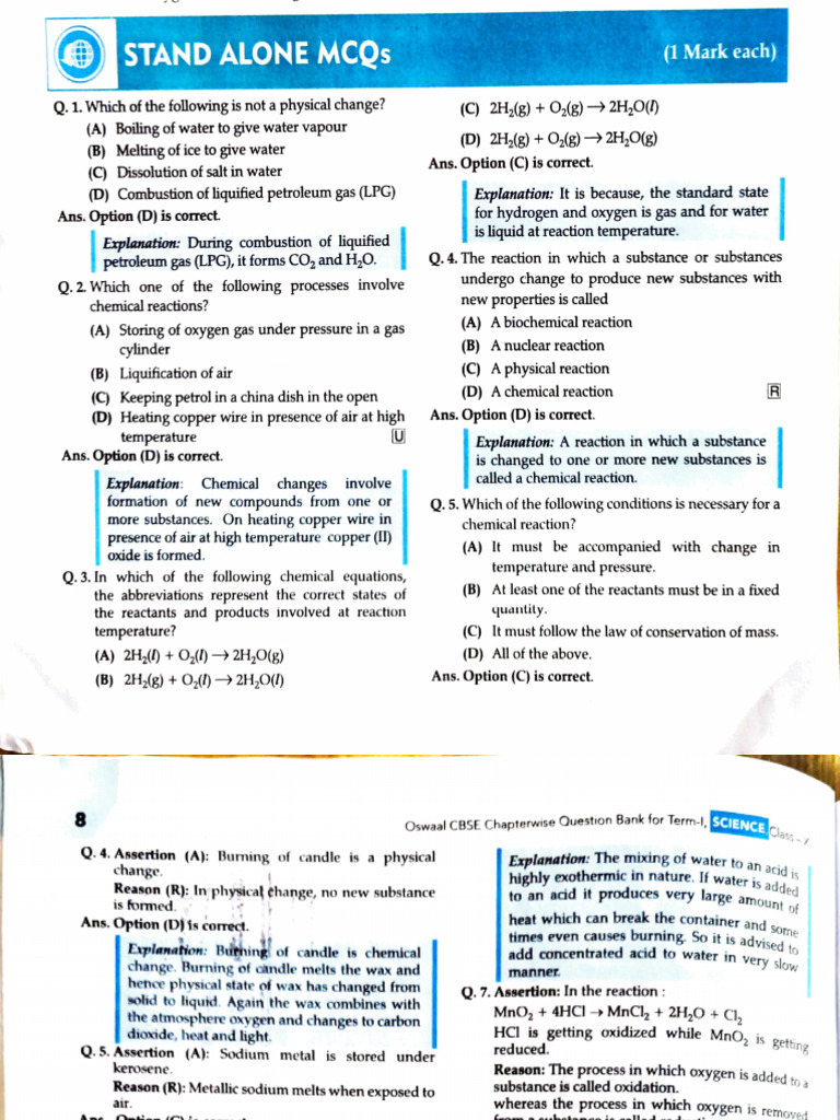 Holiday Homework Class10 | PDF | Redox | Chemical Reactions