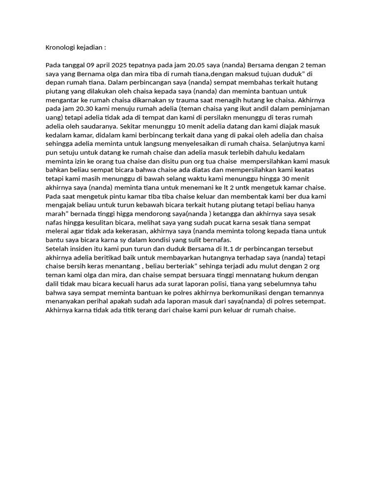 Kronologi Kejadian | PDF