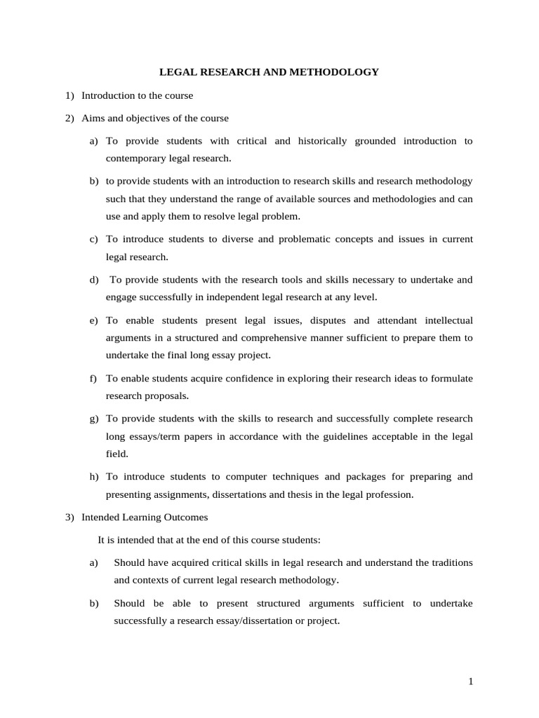 Legal Research Methodology Course Guide | PDF | Methodology | Knowledge