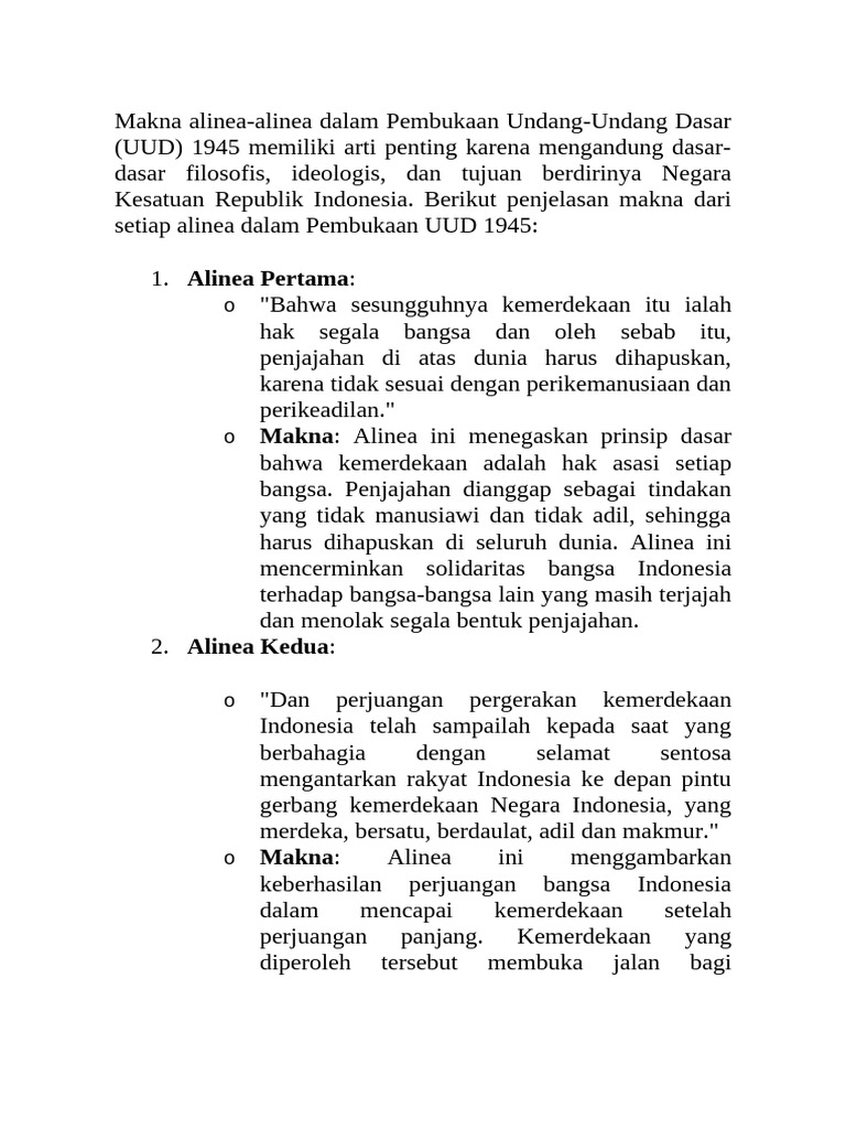 Makna Alinea Uud 1945 | PDF
