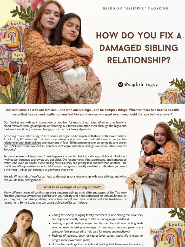 How Do You Fix A Damaged Sibling Relationship @english - Vogue | PDF ...