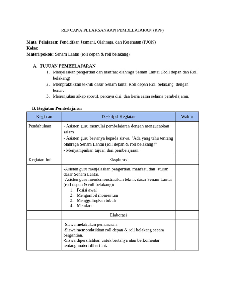 Rencana Pelaksanaan Pembelajaran (RPP) | PDF