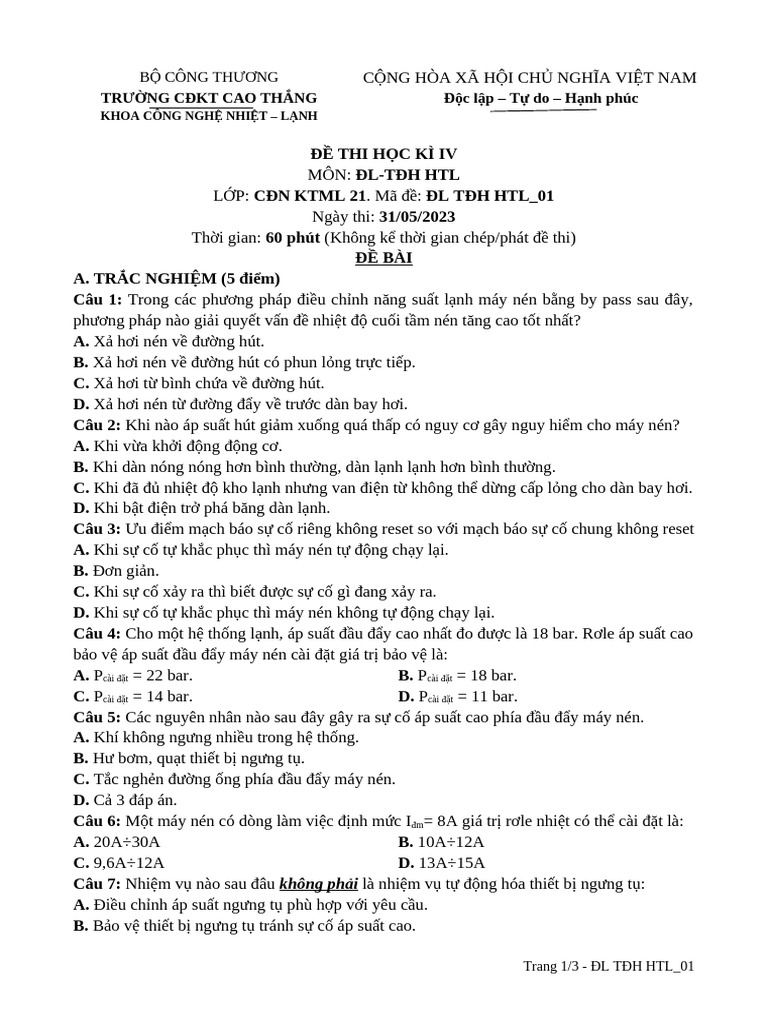 Đề Thi - 01 | PDF