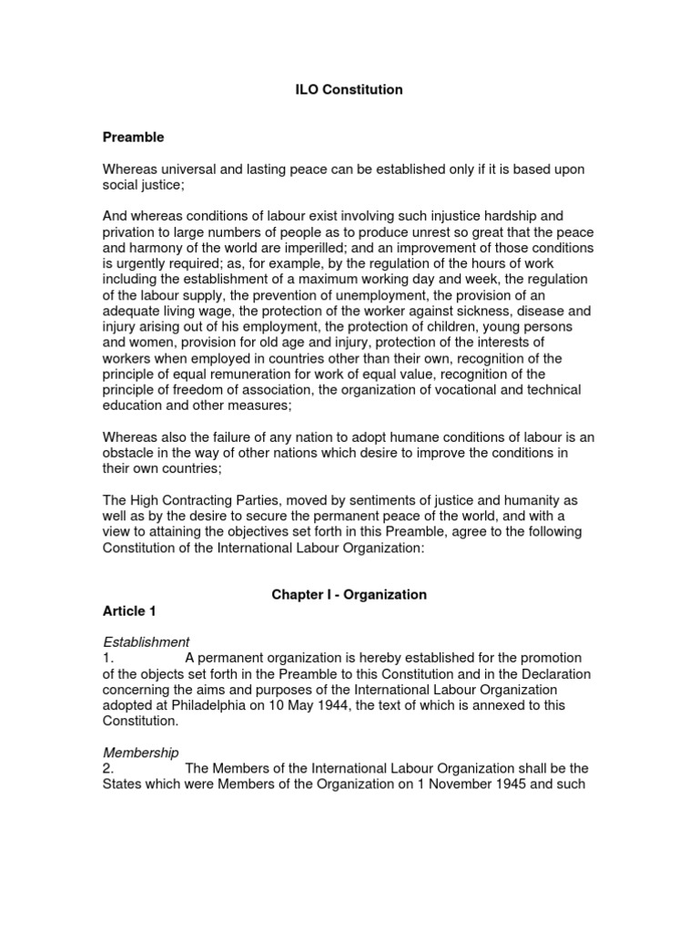 ILO Constitution | PDF | International Labour Organization | Ratification