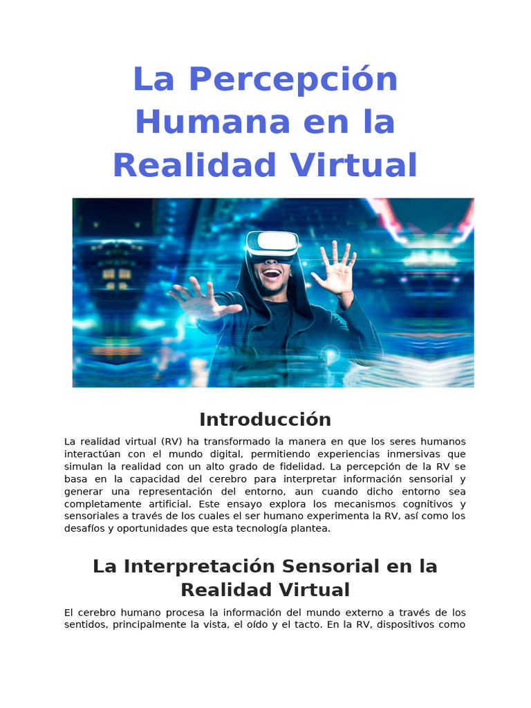 La Percepción Humana en La Realidad Virtual | PDF | Realidad virtual | Percepción