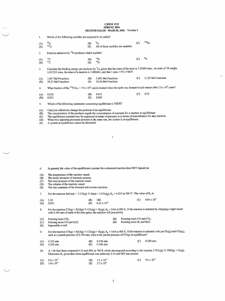 2004 Spring Exam2 v1-1 | PDF