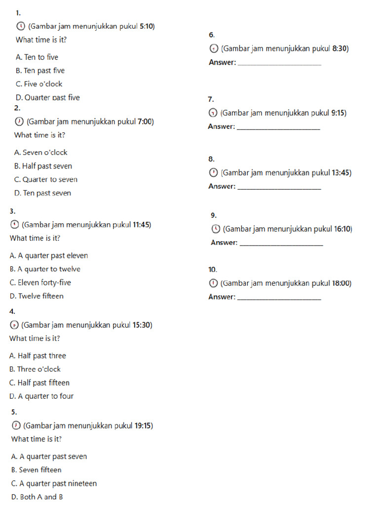 Soal Ujian Bahasa Inggris Kelas 6 (Latihan1) | PDF