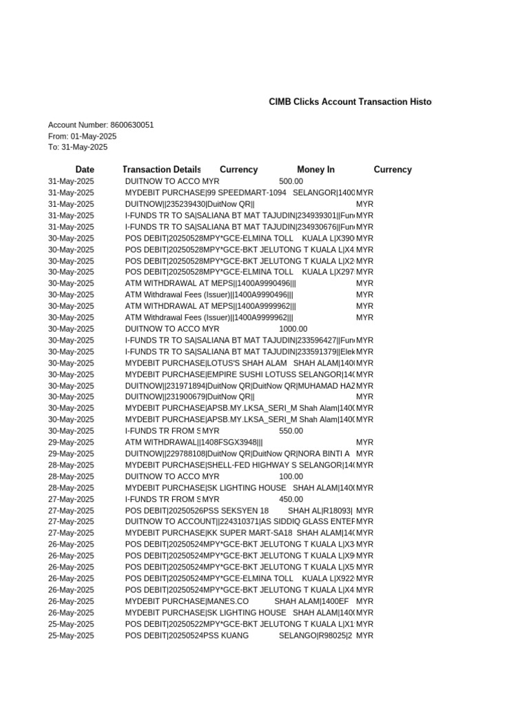 CIMB Clicks Account Transaction History | PDF | Trade | Market (Economics)