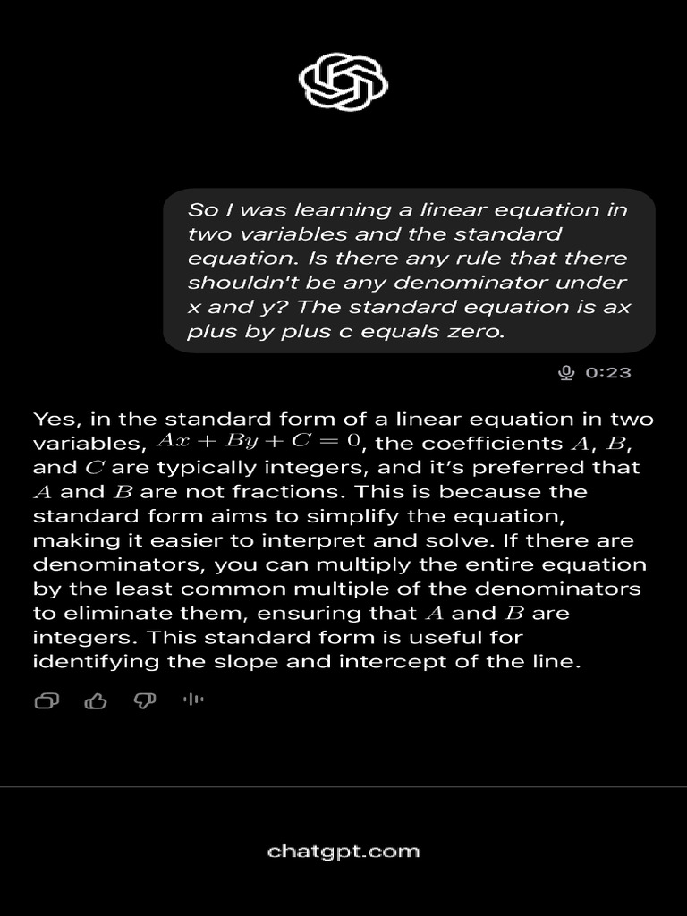 Linear Equation Standards | PDF