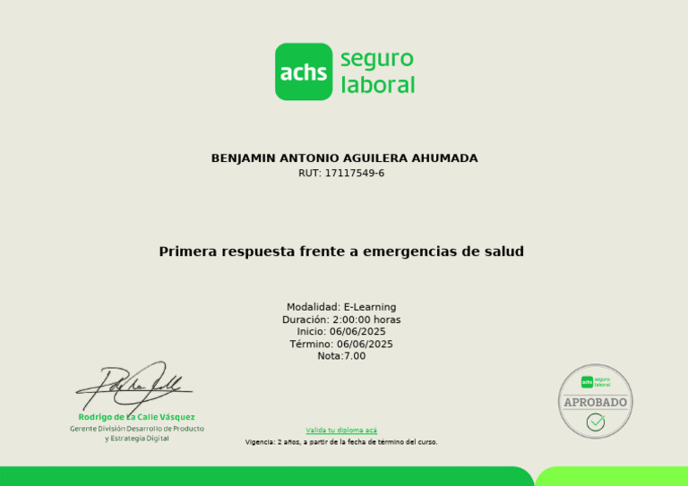 Primera Respuesta Frente Emergencias de Salud ACHS | PDF