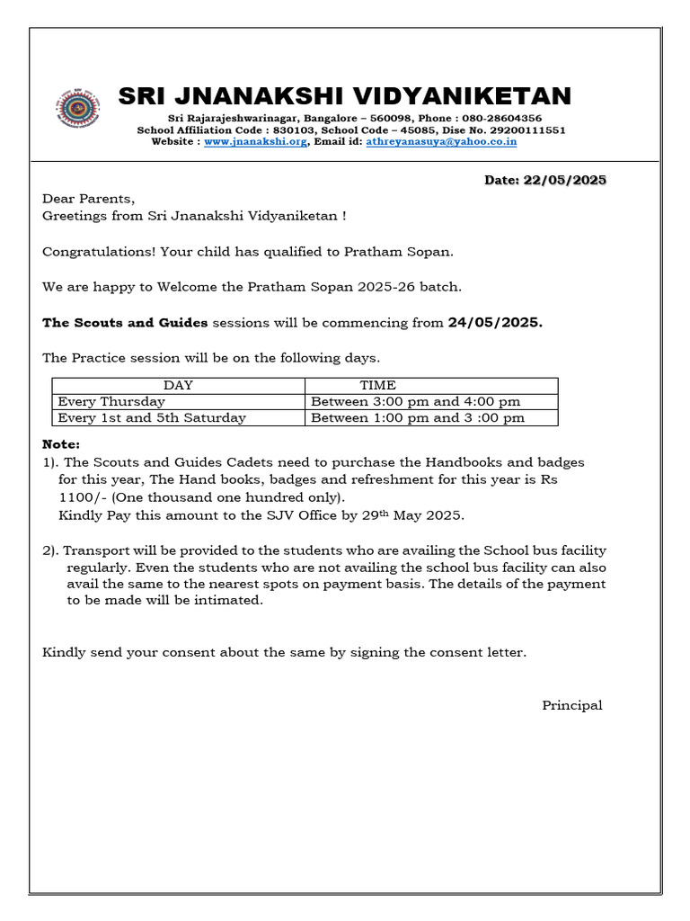 Pratham Sopan 2025-26 Welcome Notice | PDF