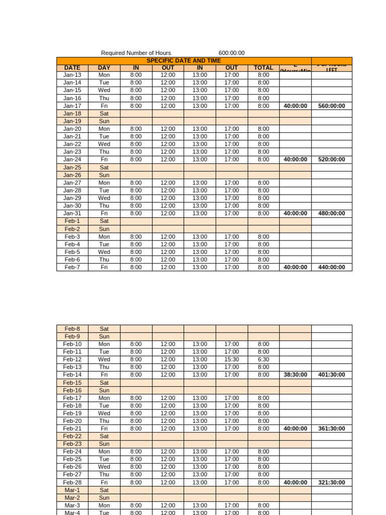Internship Time Tracker | PDF