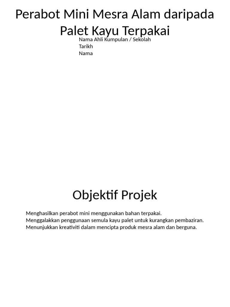 Projek Perabot Mini Palet Terpakai | PDF
