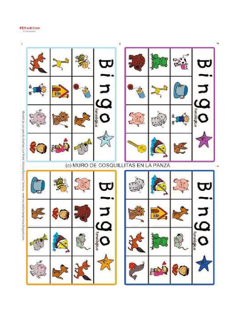 Bingo Personajes Cuentos Word | PDF