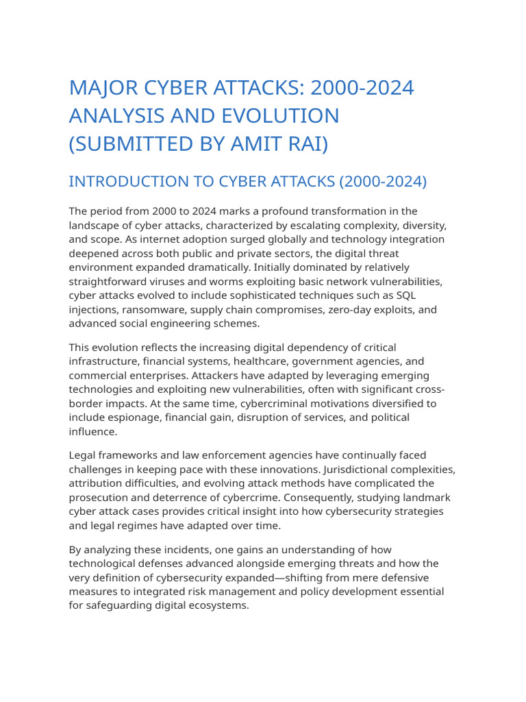 Cyber Attack Case Studies 2000-2024 | PDF | Security | Computer Security