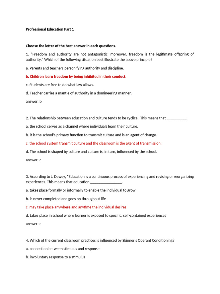 Professional Education Reviewer Part 27-2023 | PDF | Educational ...