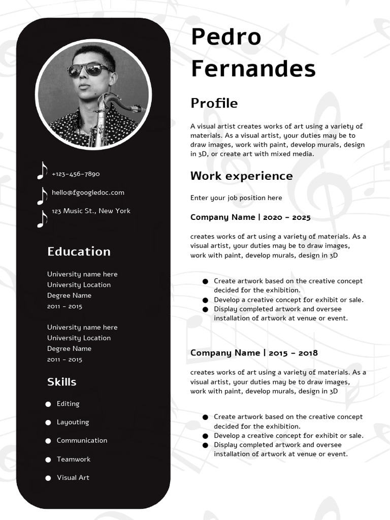 Visual Artist Profile and Experience | PDF