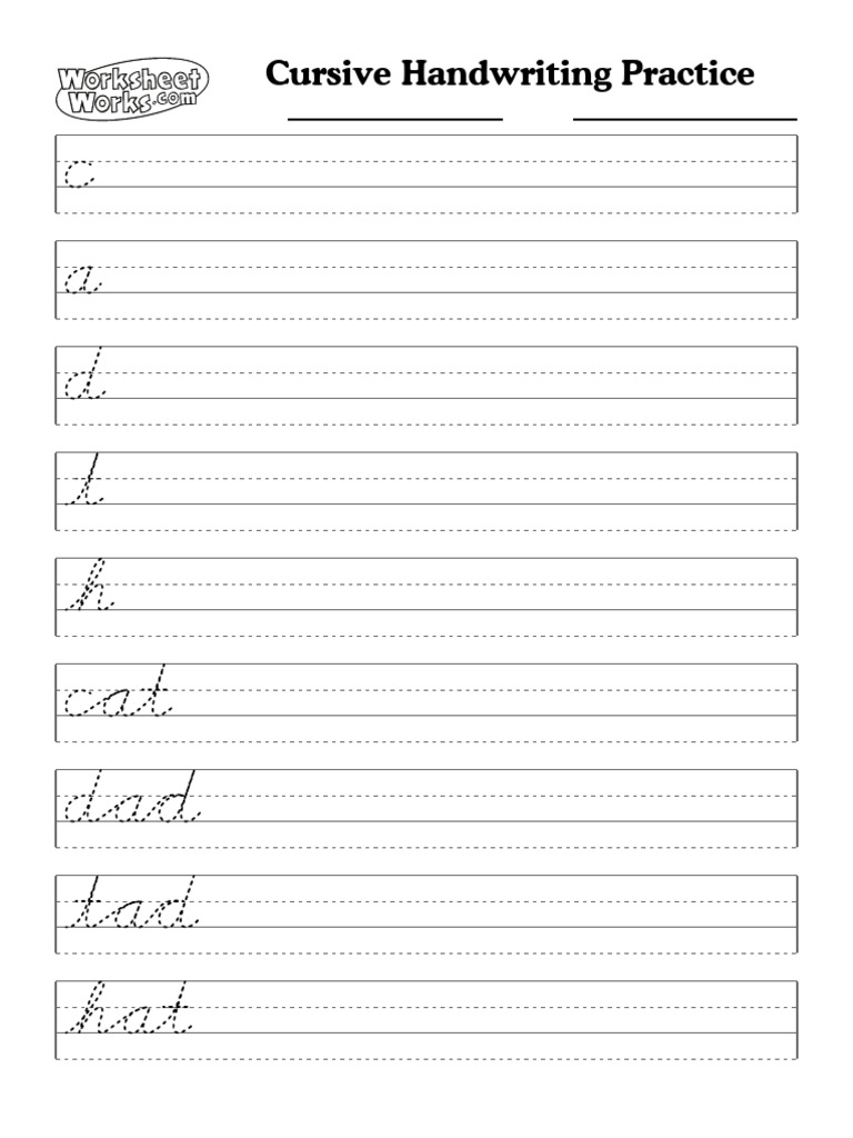 WorksheetWorks Cursive Handwriting Practice 2 | PDF