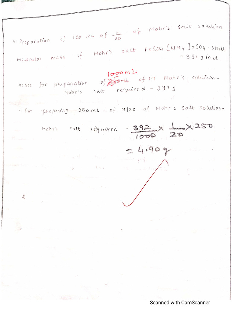 Titration 1 (Mohr's Salt) School Notes | PDF