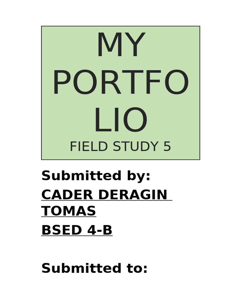 Teaching Portfolio: Field Study Insights | PDF | Educational Assessment ...