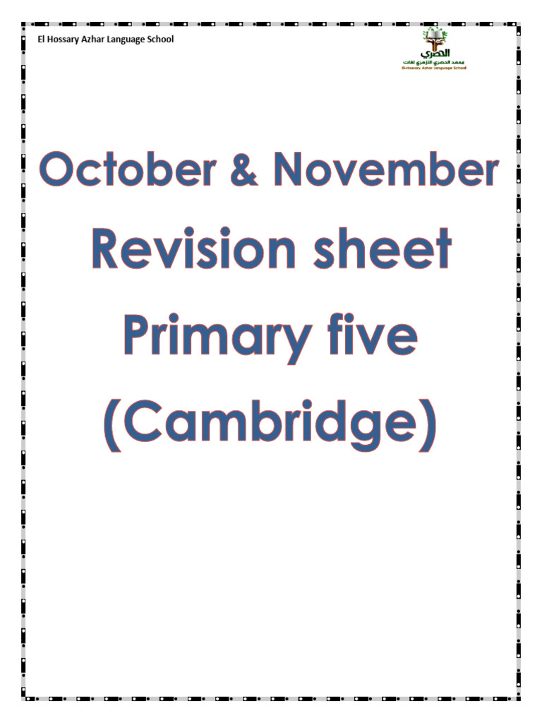 Oct & Nov Revision Sheet Cambridge Pri 5 Model Answers | PDF | Magma ...