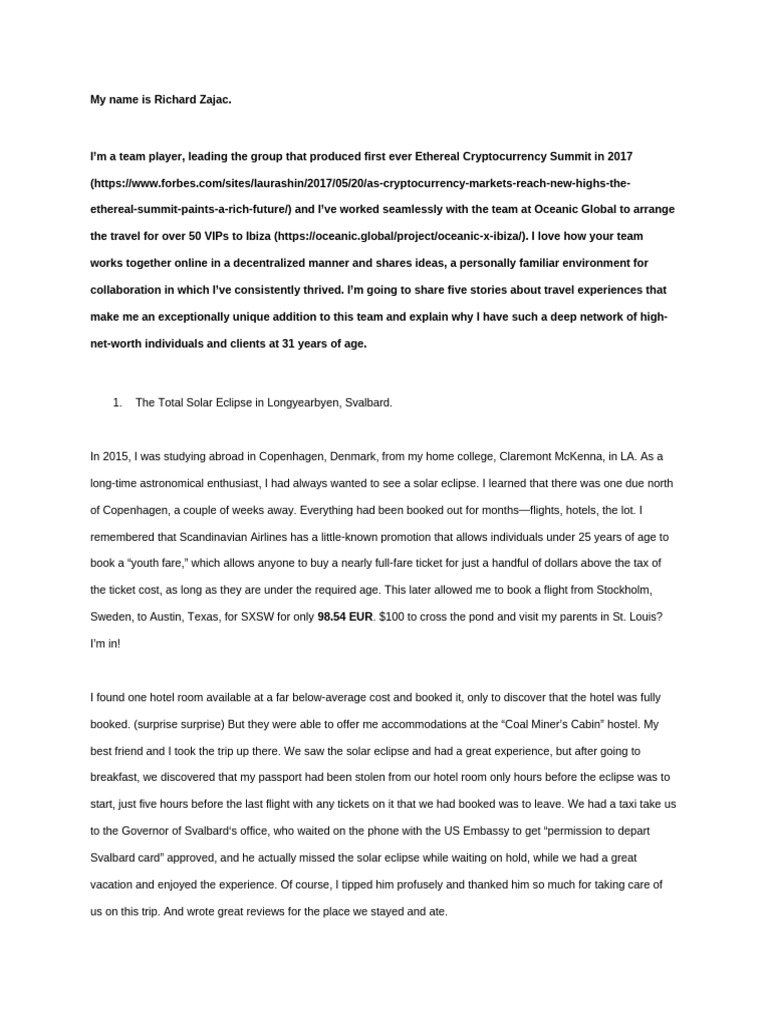 Rich Zajac LuxRally Application | PDF