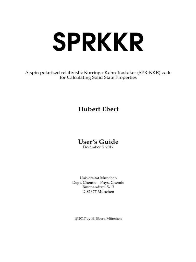 KKR Manual | PDF | Spectroscopy | Spin (Physics)