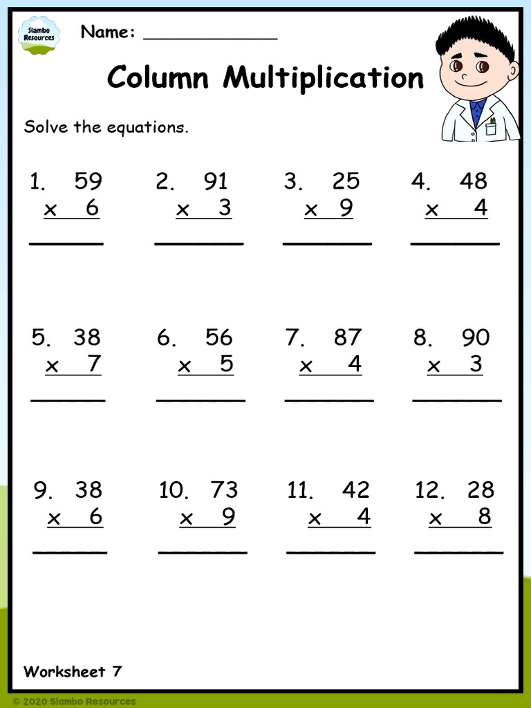 Grade 3 Multiplication Worksheet 7 | PDF