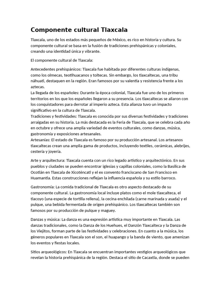 Componente Cultural Tlaxcala | PDF