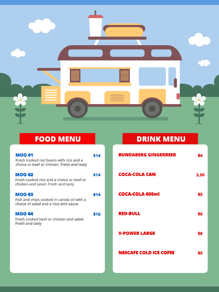 Wepik Cute Flat Food Truck Menu 202292 12037 | PDF