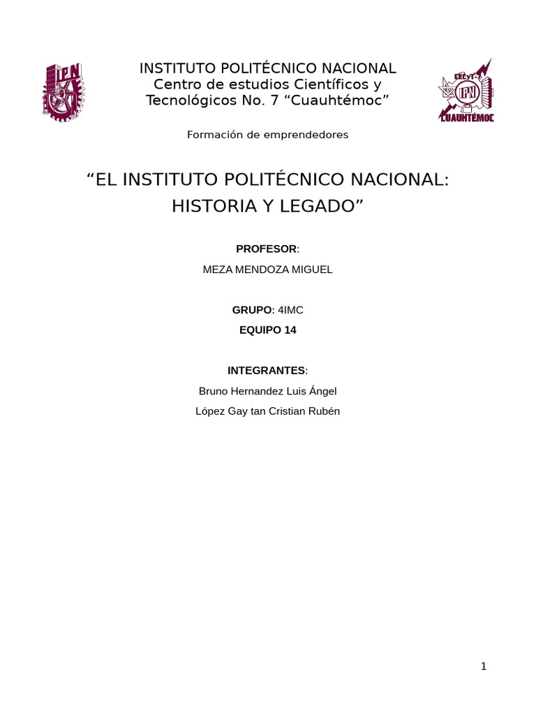Historia y legado del IPN en México | PDF | Educación en artes liberales