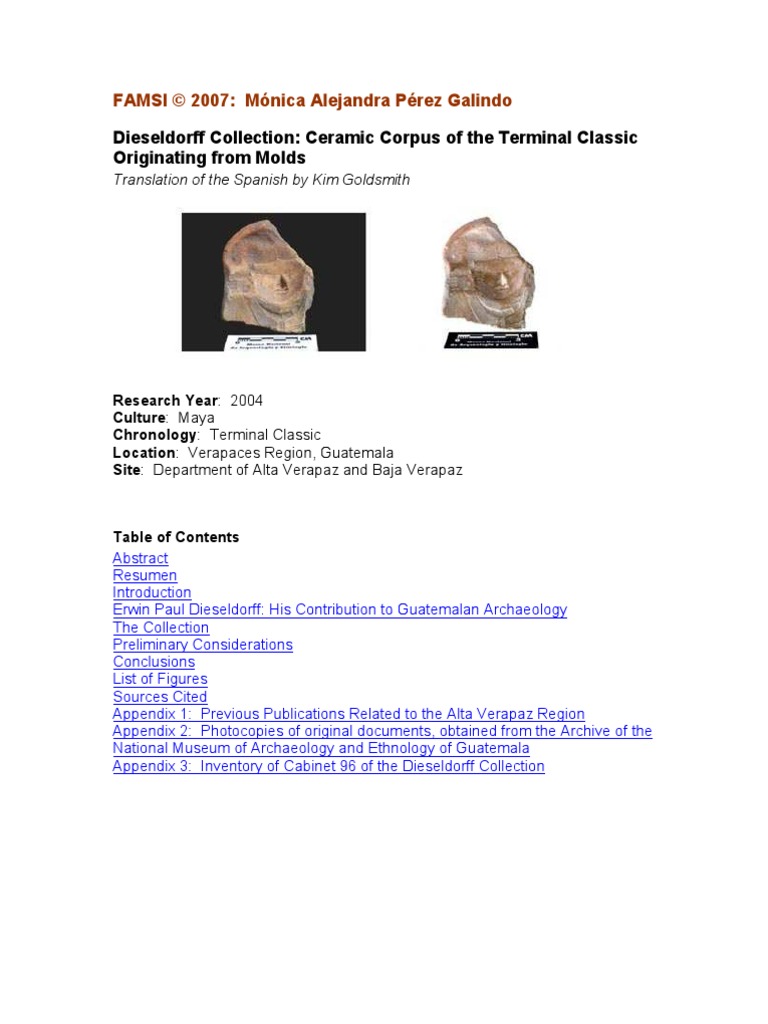 Dieseldorf Collection: Ceramic Corpus of The Maya Terminal Classic ...