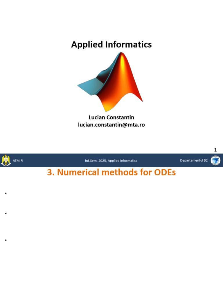 03 MTAFI Numerical Methods ODEs | PDF | Ordinary Differential Equation | Numerical Analysis