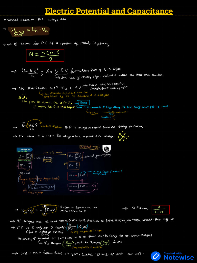 Ultimate Notes Physics Electric Potential And Capacitance Pdf