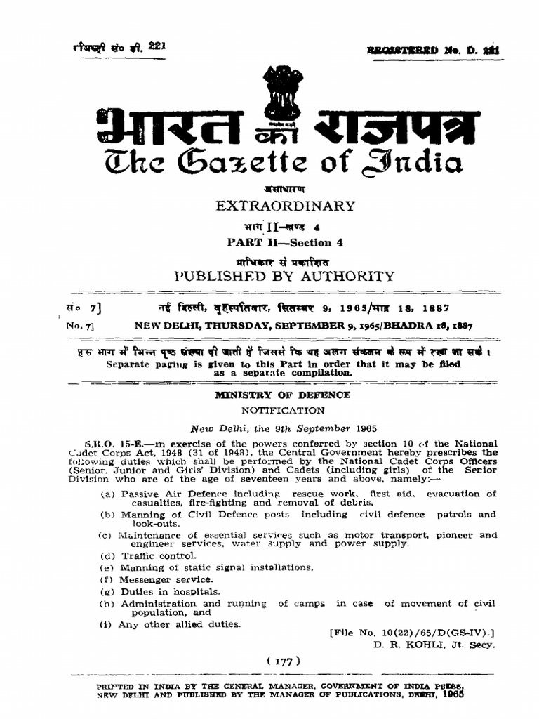 NCC Cadets' Role in 1965 War | PDF