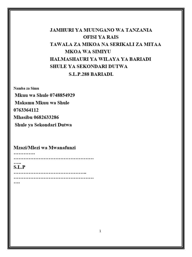 Namba Za Simu | PDF
