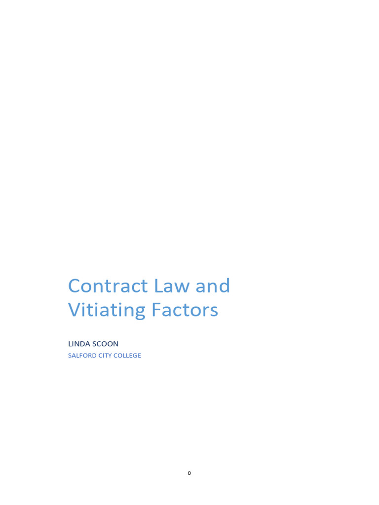 Contract Law and Vitiating Factors | PDF | Misrepresentation | Civil ...