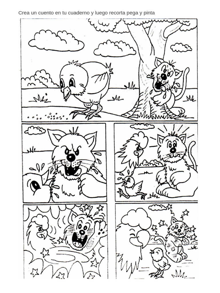 Crea Un Cuento en Tu Cuaderno y Luego Recorta Pega y Pinta | PDF